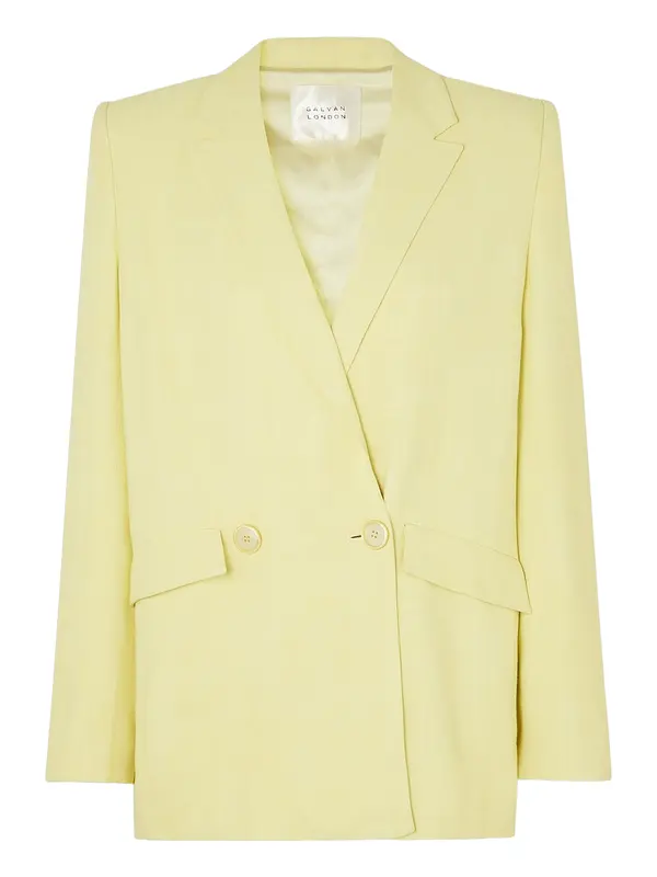 Galvan Boyfriend Woven Blazer - Pastel Yellow