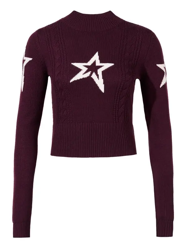 Perfect Moment Cable Merino Wool Sweater - Burgundy