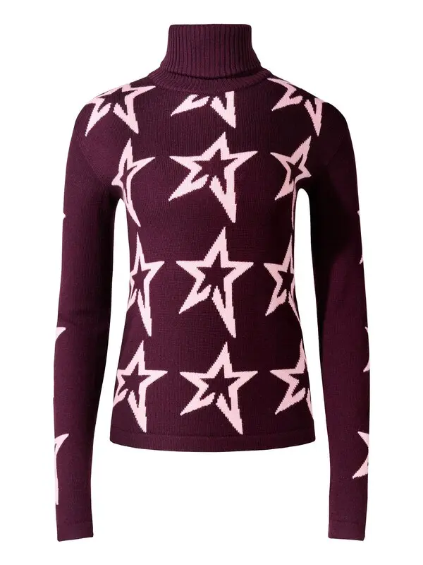Perfect Moment Star Dust Merino Wool Sweater - Burgundy