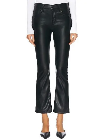 MOTHER The Insider Flood Faux Leather Pants - Black