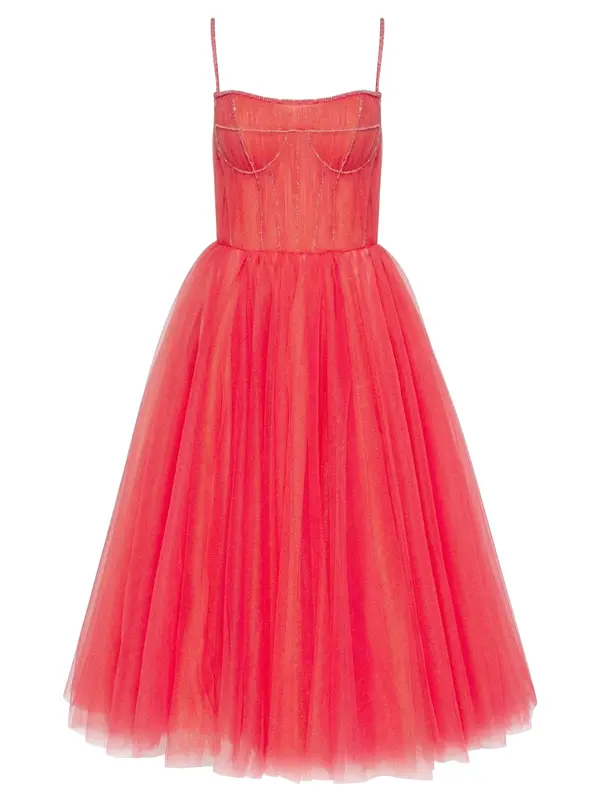 MILLA Tie-strap Cocktail Dress - Coral