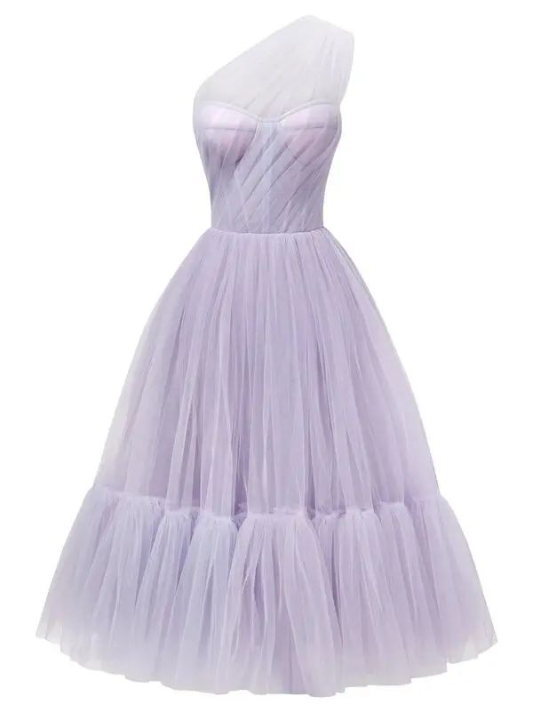 MILLA One-shoulder Cocktail Tulle Dress - Lavender