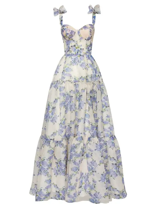 MILLA Floral Organza Maxi Gown - Hydrangea