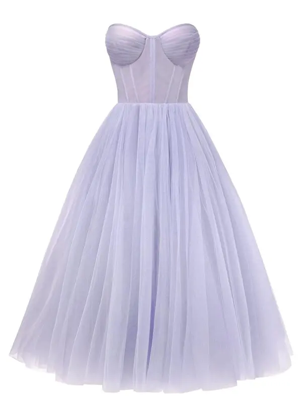 MILLA Strapless Midi Tulle Dress - Lavender