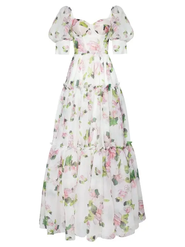 MILLA Feminine Voluminous Sleeves Maxi Dress - Apple Blossom