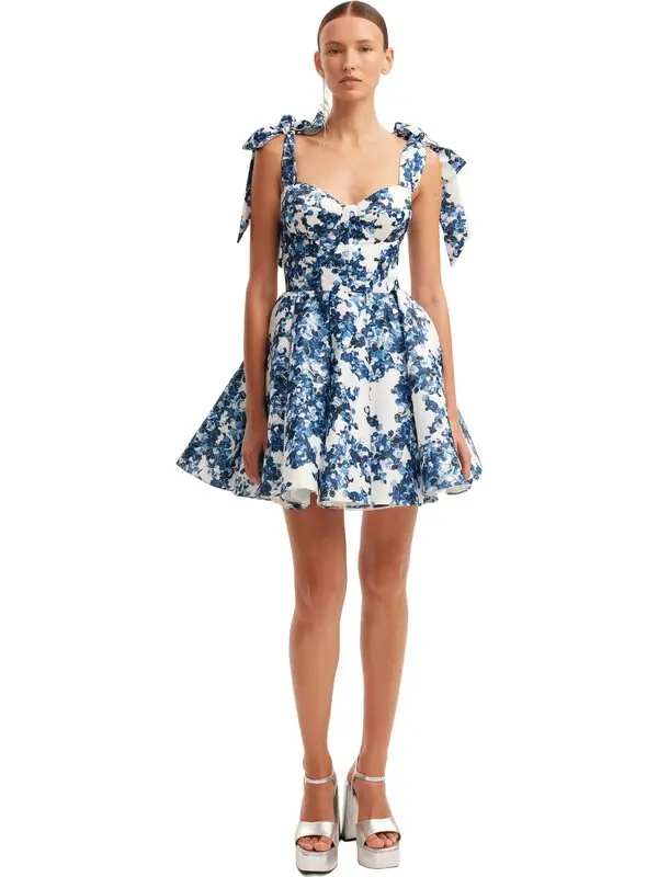 MILLA Hydrangea Print Mini Dress - Blue-double