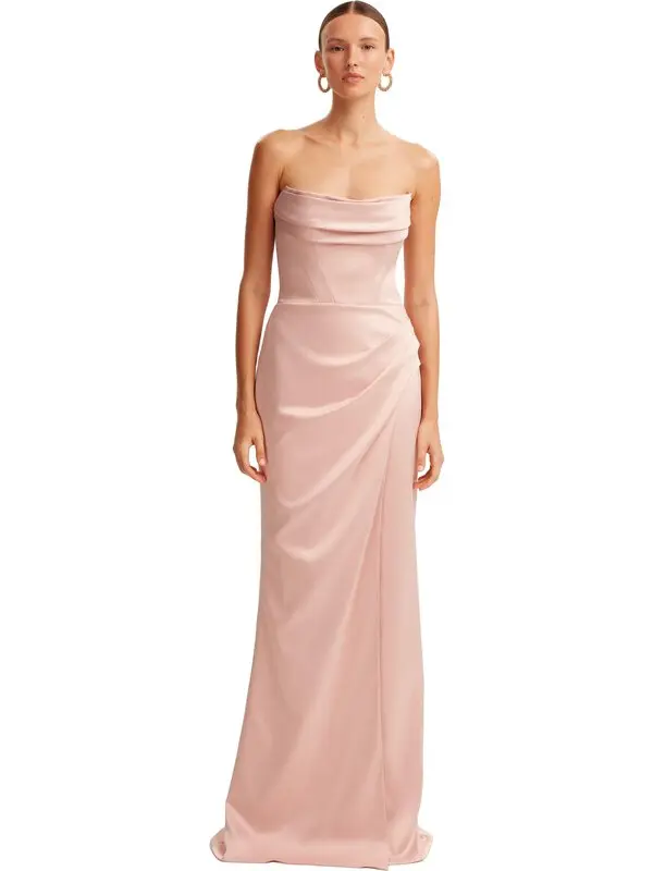MILLA Fancy Satin Maxi Dress - Misty Rose
