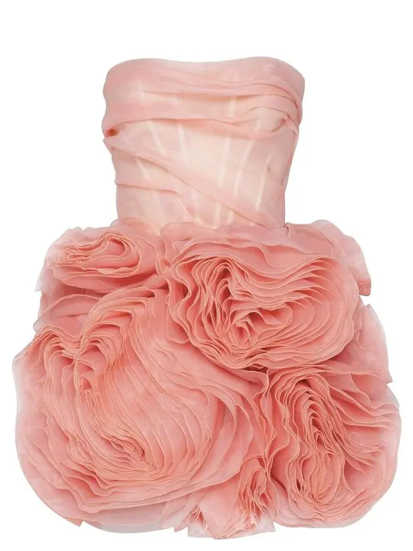 MILLA Appliquéd Organza Mini Dress - Coral