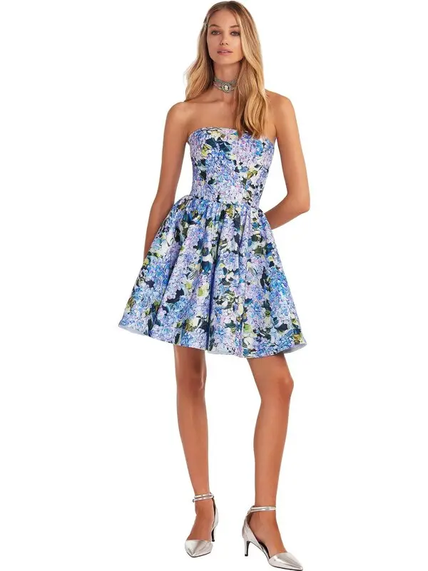 MILLA Hydrangea Corset Mini Dress - Blue Hydrangea