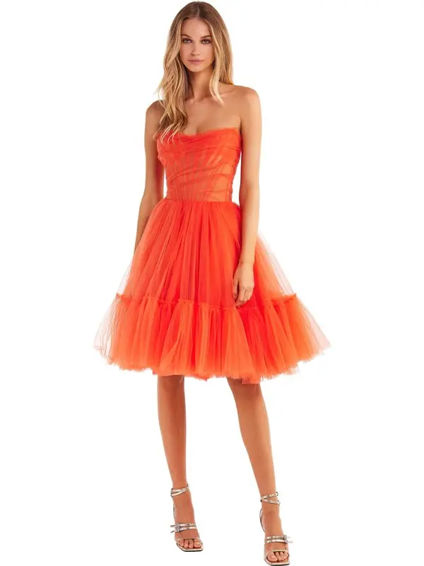 MILLA Passion Tulle Mini Dress - Coral