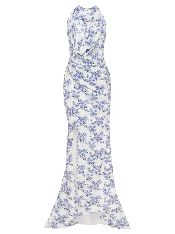 MILLA Mock Neck Sleeveless Maxi Evening Dress - Blue Hydrangea