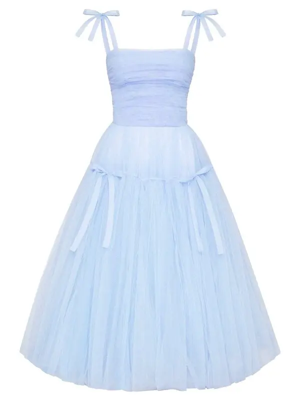 MILLA Tie-straps Tulle Dress - Light Blue