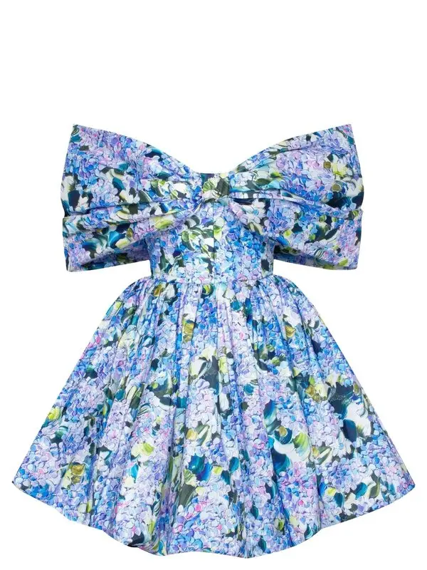 MILLA Bow-detailed Taffeta Mini Dress - Blue Hydrangea
