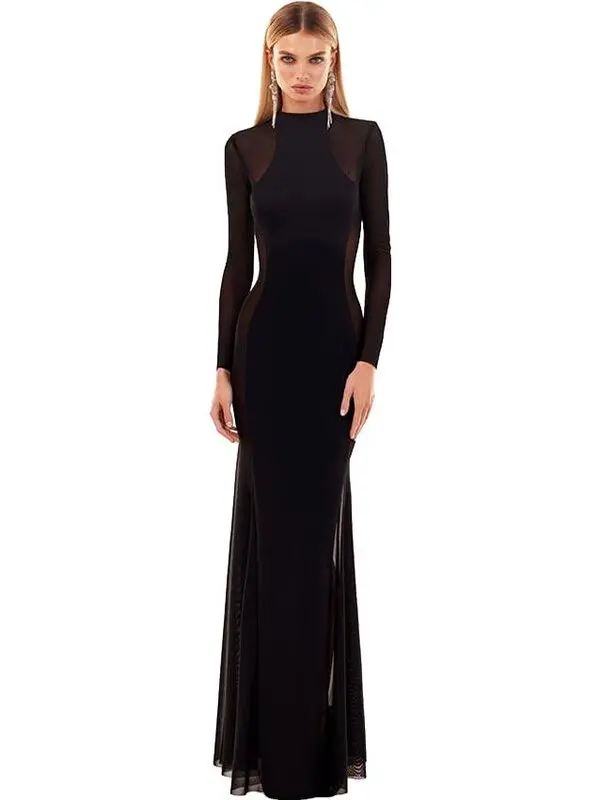 MILLA Showstopper Maxi Dress With Semi-transparent Insets - Black