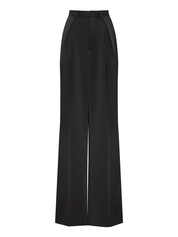 MILLA Refined Cut Italian Satin Trousers - Black