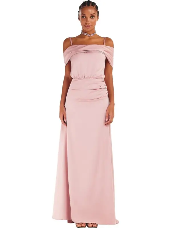 MILLA Silk Off-the-shoulder Maxi Dress - Misty Rose