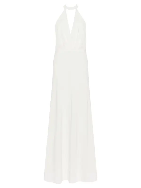MILLA Halterneck Satin Maxi Gown - White