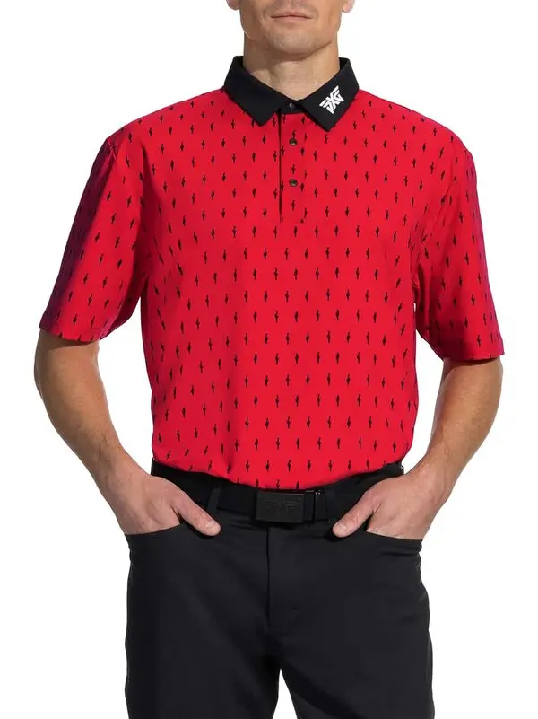 PXG Comfort Fit Cactus Print Polo - Red