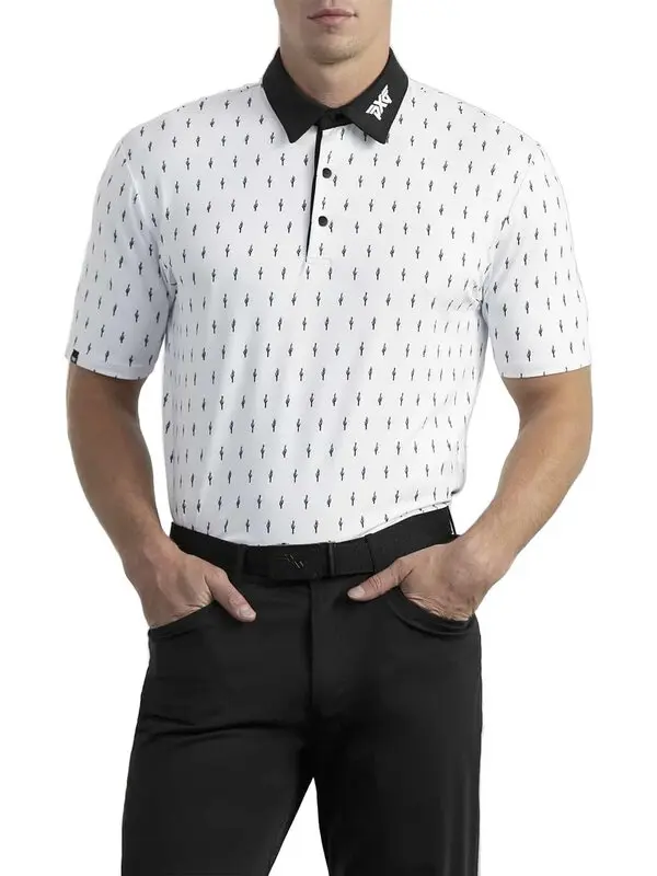 PXG Comfort Fit Cactus Print Polo - White