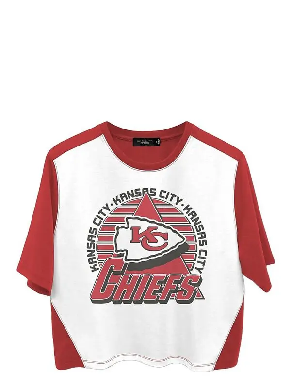 Junk Food Clothing Nfl Kansas City Chiefs Color Block Crop Tee - White/licorice