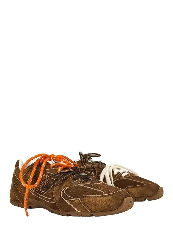 Miu Miu X New Balance Vintage Effect Calfskin Leather Sneakers - Cannella