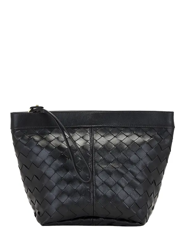 Bottega Veneta Medium Prism Pouch - Black & Gold
