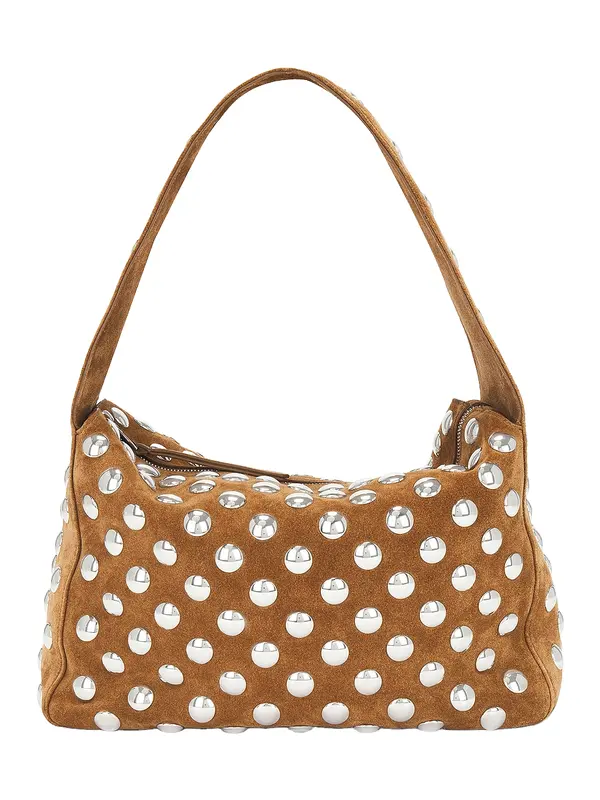 Khaite Elena Studded Shoulder Bag - Mud & Silver