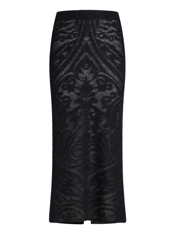 Etro Knitted Jacquard Midi Skirt - Black