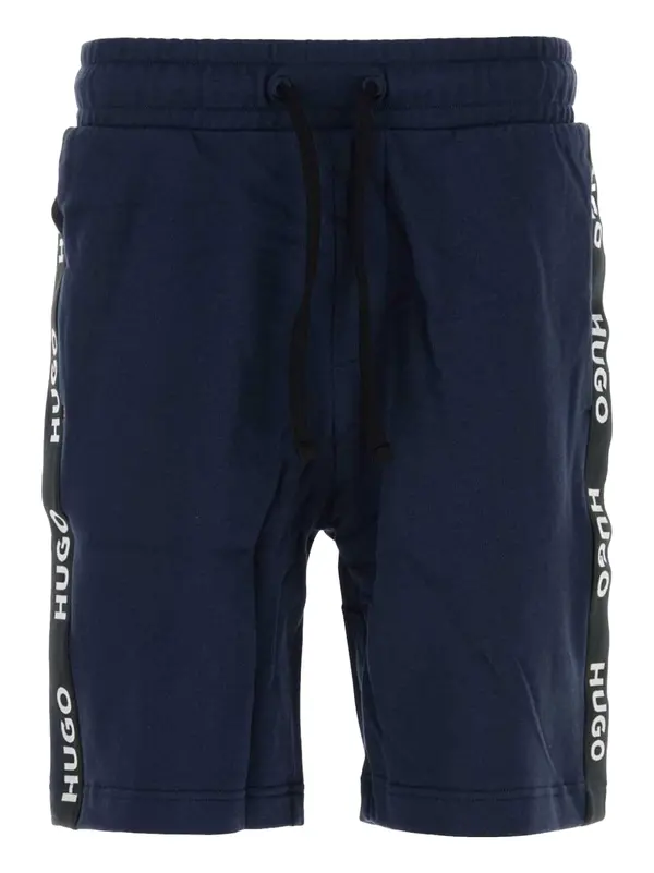 Hugo Boss Logo-tape Cotton Shorts - Blue