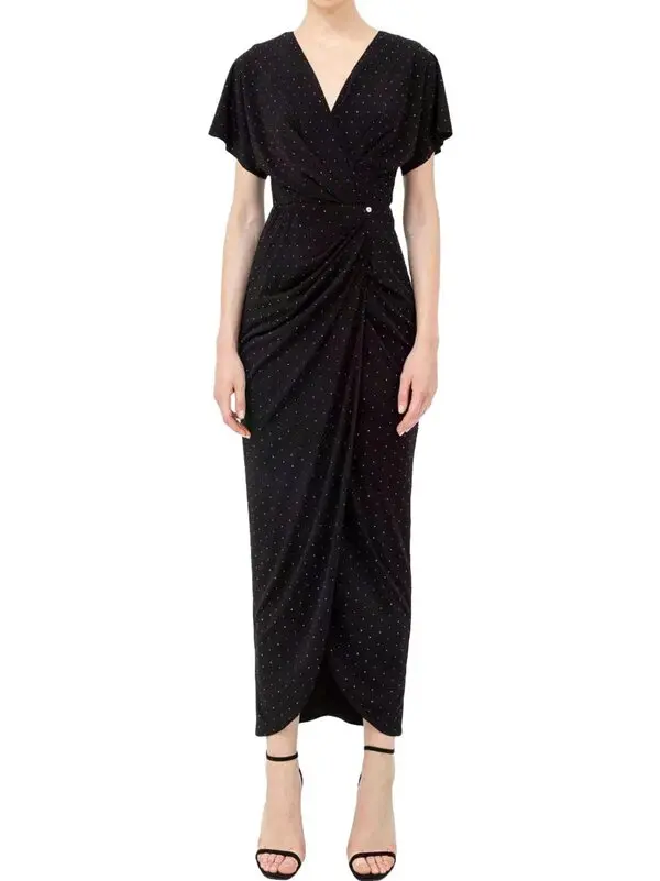 NISSA Crystal-embellished Maxi Dress - Black