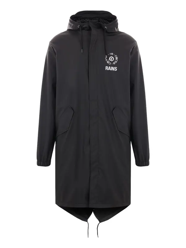 Rains X 10 Corso Como Printed Hooded Raincoat - Black