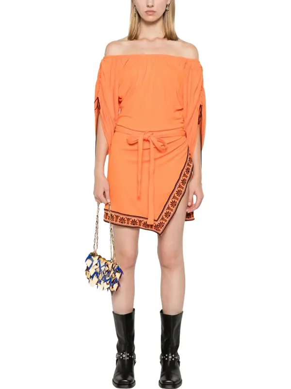 Rabanne Belted Mini Dress - Orange