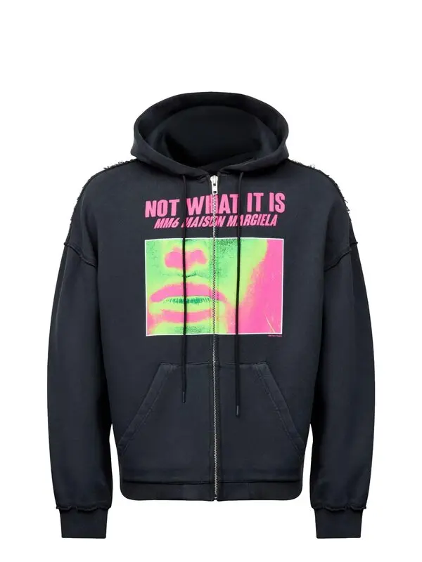 MAISON MARGIELA Graphic-print Cotton Hoodie - Black