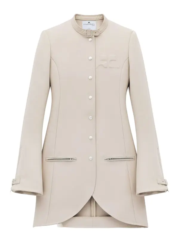 COURREGES Ellipse Twill Asymmetric Coat - Neutrals