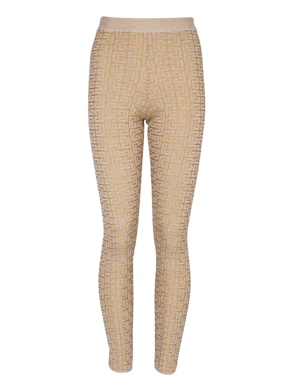 Balmain Labyrinth Knitted Leggings - Neutrals