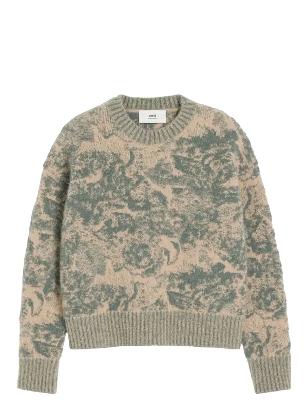 Ami Jacquard Wool-blend Jumper - Neutrals
