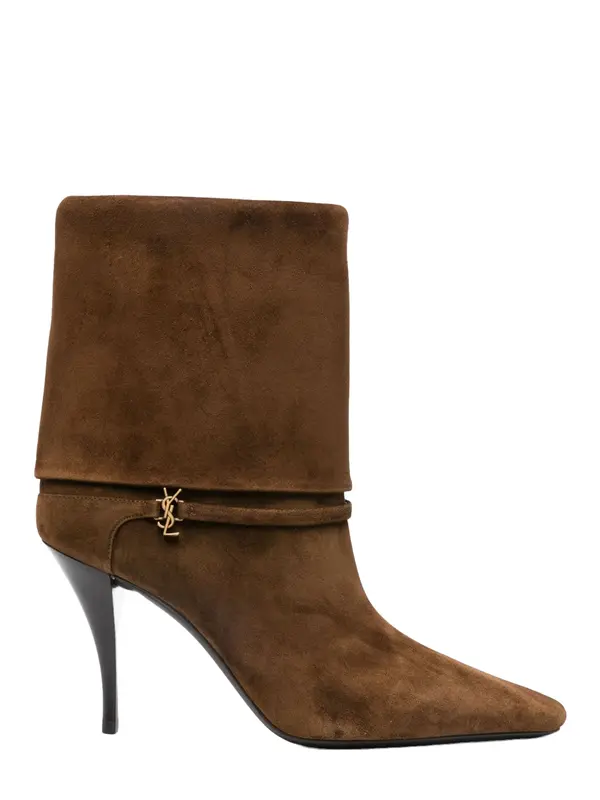 Saint Laurent 85mm Folded Suede Boots - Brown