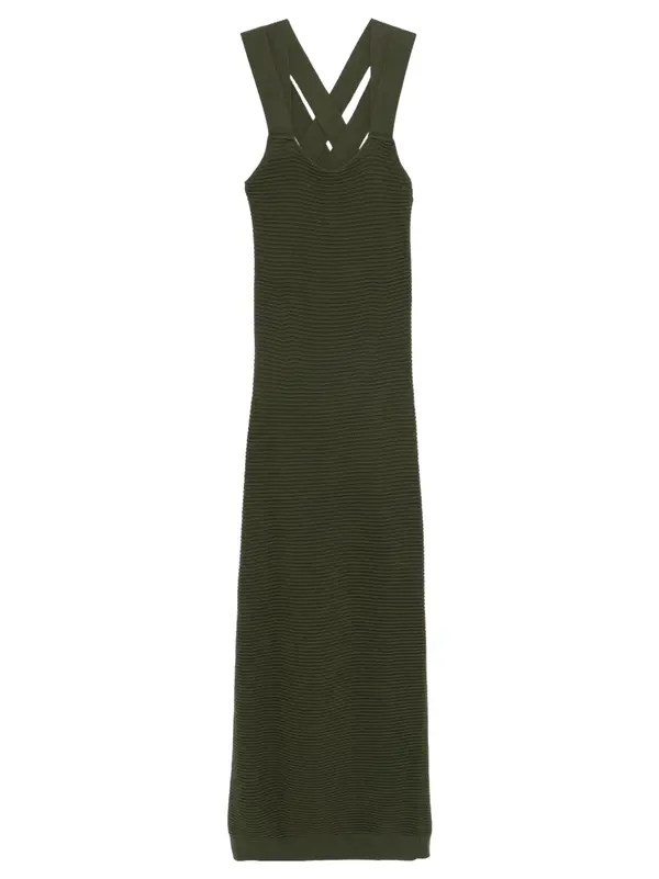 Patou Criss-cross Virgin Wool Midi Dress - Green