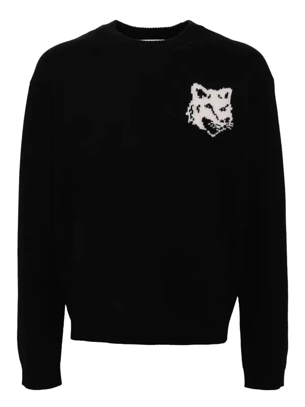 Maison Kitsuné Fox Head Intarsia Jumper - Black