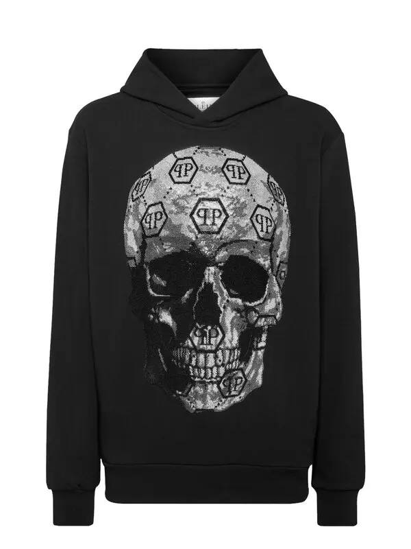 Philipp Plein Skull Embellished Hoodie - Black