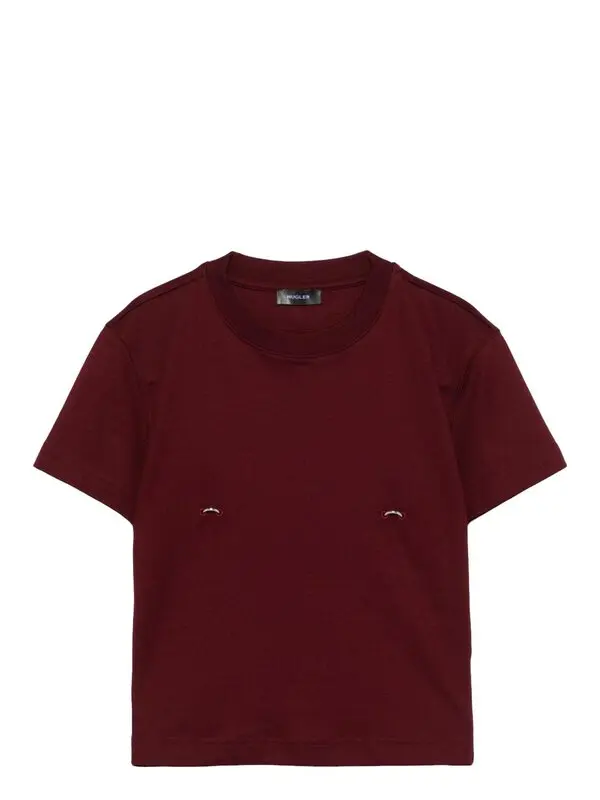 MUGLER Piercing-detail T-shirt - Red