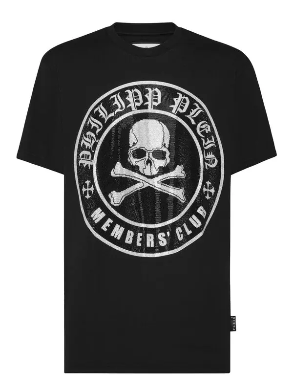 Philipp Plein Skull&bones-print Crystal-embellished T-shirt - Black