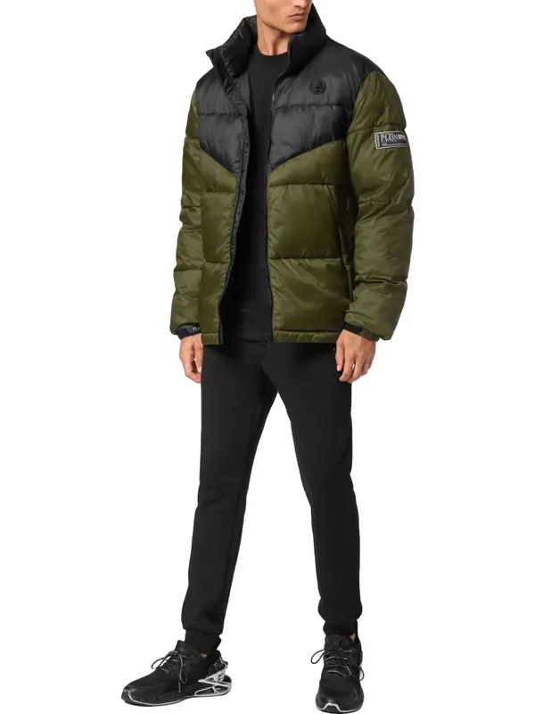 PLEIN SPORT Panelled Puffer Jacket - Green