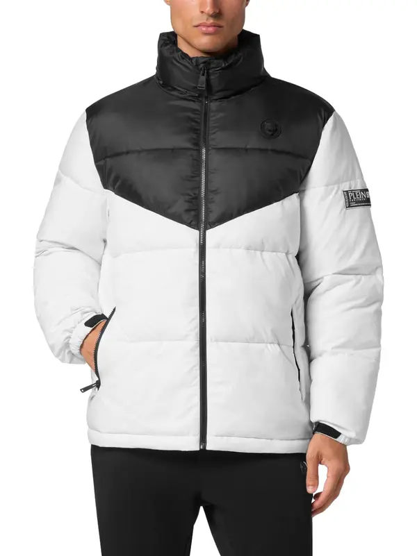 PLEIN SPORT Panelled Puffer Jacket - White