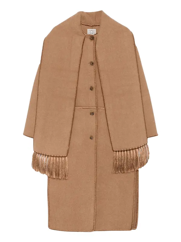 TOTEME Embroidered Scarf Coat - Brown