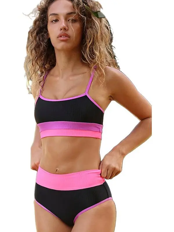 Beach Riot Eva Bikini Top - Vivid Violet Colorblock