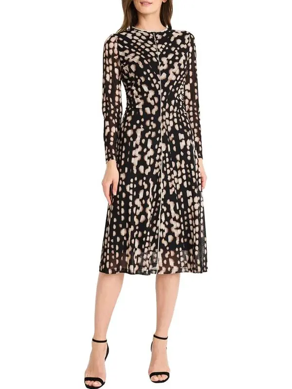 Maggy London Print A-line Dress - Black/ Quartz