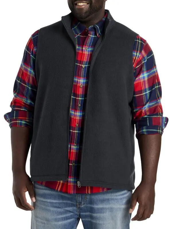 HARBOR BAY BY DXL Polar Fleece Vest - Black
