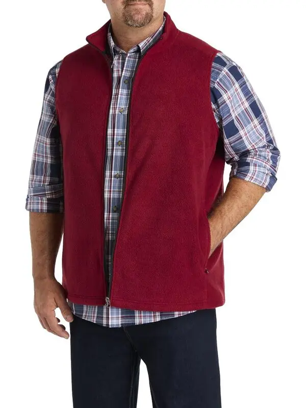 HARBOR BAY BY DXL Polar Fleece Vest - Pomegranate