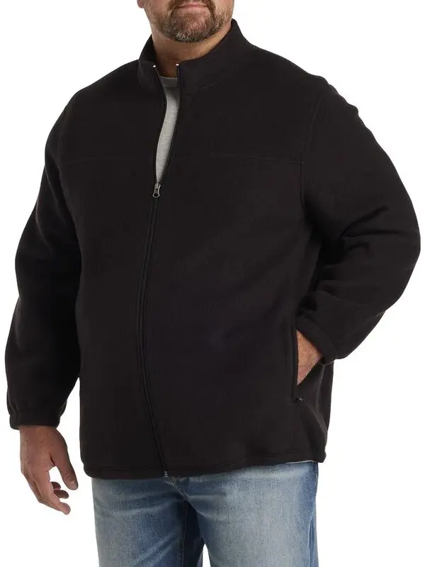 HARBOR BAY BY DXL Full-zip Polar Fleece Jacket - Black